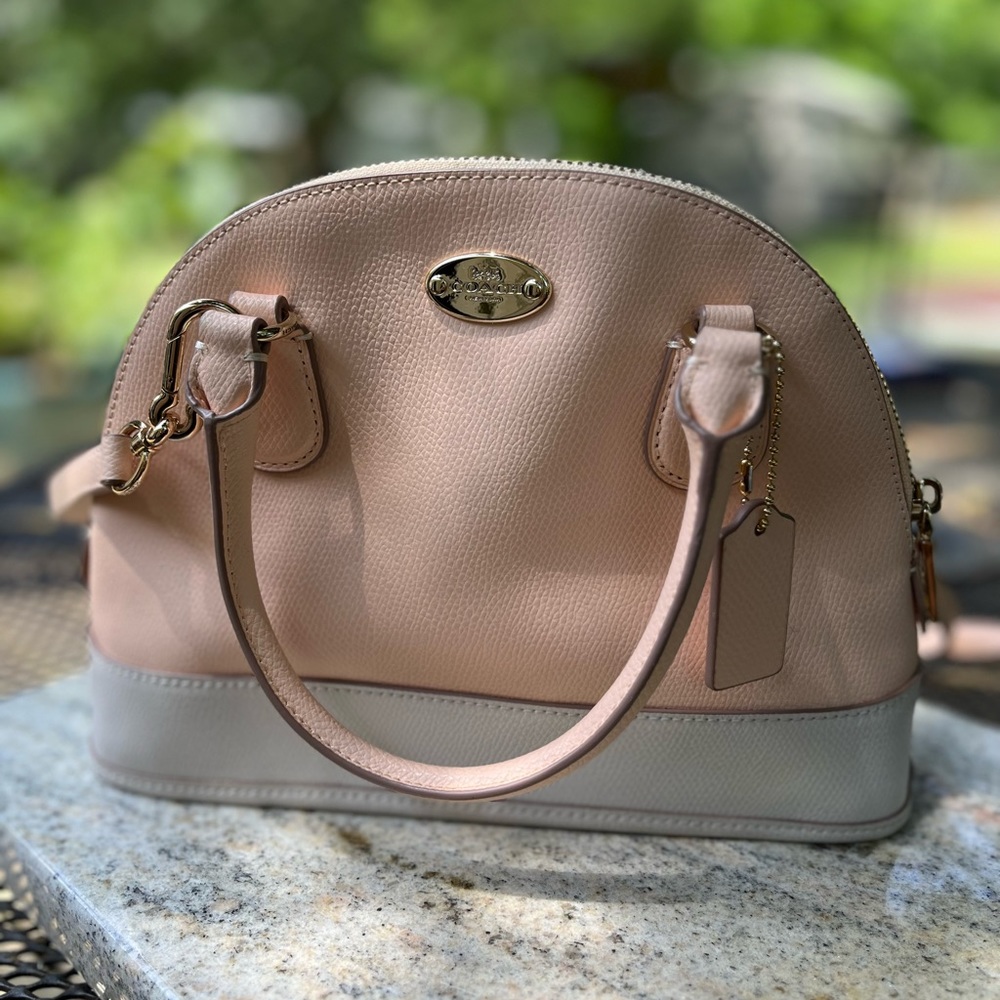 Coach Mini Domed Cora Crossbody Bag Peach & White - Gem